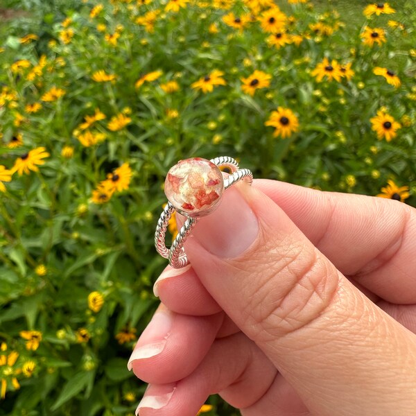 Funeral Flower Jewelry Ring, Funeral Flower Keepsake, Keepsake Ring ...
