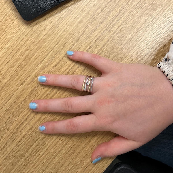 925 Sterling Silver 14K Yellow Gold Multi Stone Ring, Mixed Metal Ring ...