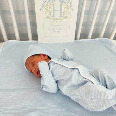 Hospital Baby Name Sign Printable 8x10 Watercolor Blue Crest Baby ...