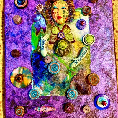 Mixed Media Fiber Art Tyvek and Beads on a Thick Canvas - Etsy