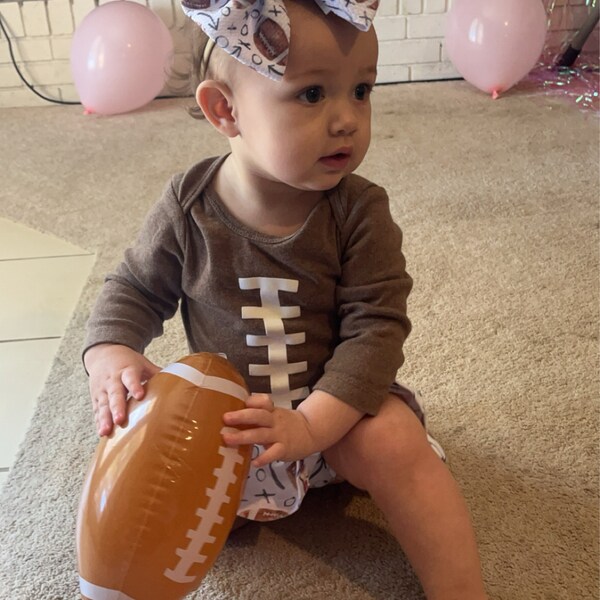 Baby Girl Football Outfit With Bow, Game Day Football Shirt, Fall ...