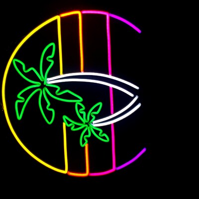 Neon Palm Tree Neon Sign Palm Tree Decor Wall Decor Neon Sunset Neon ...