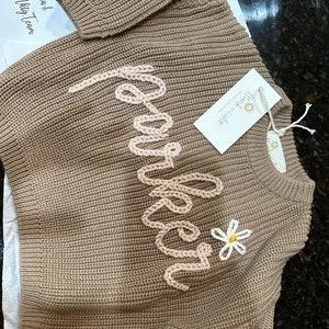 Personalized Hand Embroidered Name With One Flower Baby and Toddler ...