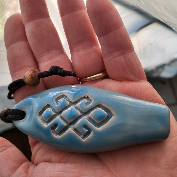 Whistle With Engraved Treble Clef - Whistle Necklace - Ceramic Pendant ...