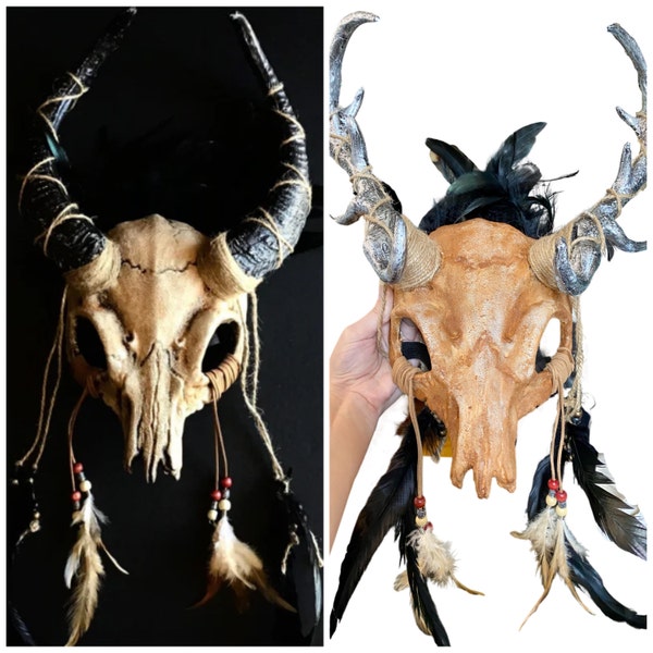 Women Pagan Ritual Headdress Shaman Skull Headpiece Deer Antler Skull ...
