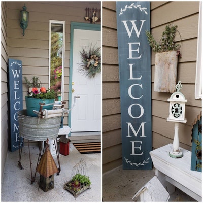 Farmhouse Welcome Sign 2/3/4/5 Feet Wooden Rustic Decor, Front Door ...