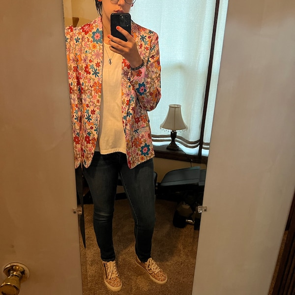 Flower Power Blazer; Funky Colorful Floral Jacket; Retro; Fun Jacket - Etsy