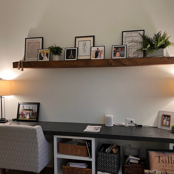 Wood Floating Shelf 8-inches Deep - 2-inch Thick | Rustic Shelf ...