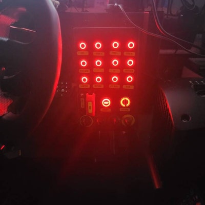 PC USB Button Box 28 Functions Back Lit Red With Neon Labels Sheet for ...