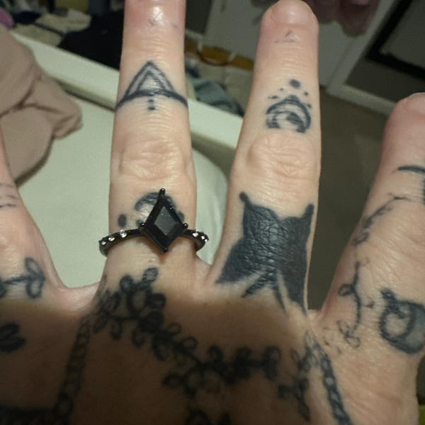 Galaxy Orion Nebula Ring for Women, Engagement Ring Set, Black Titanium ...