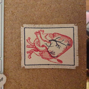 Anatomical Heart Embroidered Patch Canvas Patch Vintage Style - Etsy