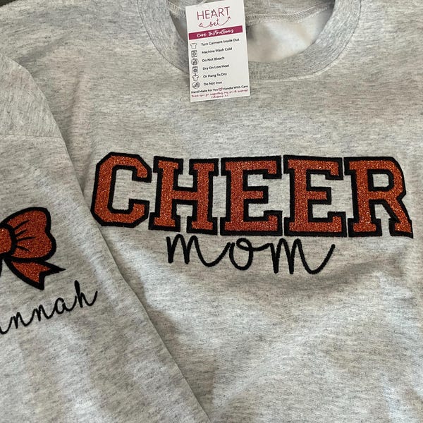 Personalized Embroidered Cheer Mom Sweatshirt | Custom Team Crewneck ...