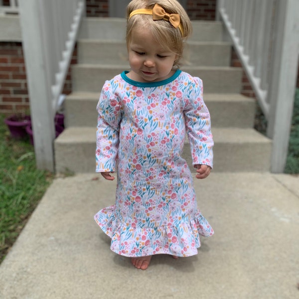 Girls Nightgown Sewing Pattern, Long Nightgown Sewing Pattern, Baby ...