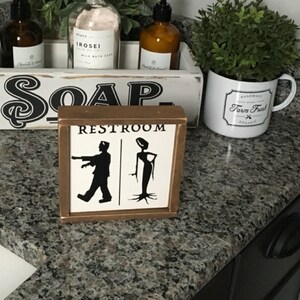 Halloween Decor, RESTROOM Sign, Horror, Farmhouse Sign, Rustic Wood ...
