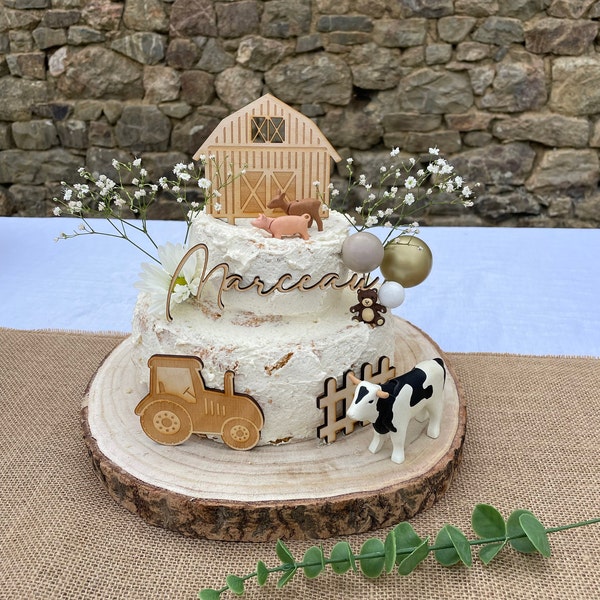 Farm Cake Topper Set Farm Yard Farm Party Birthday Wooden Cake Topper ...