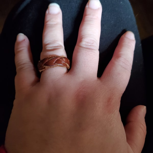 Leather Rings, Set of 2 Braided Leather Rings,braided Leather Bands ...