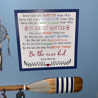 Be the Nice Kid Farmhouse Sign Teaching Decor Classroom Decor Playroom ...