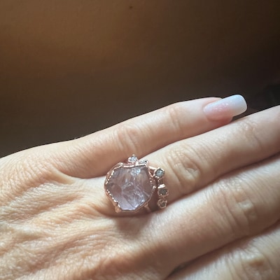 Raw Emerald Ring, Raw Crystal Engagement Ring, Raw Stone Engagement ...