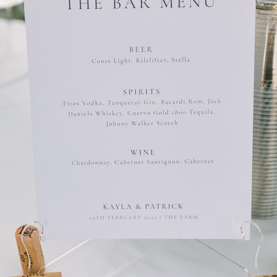 Simple Bar Menu Sign Template Templett Minimalist Bar Menu Sign Modern ...