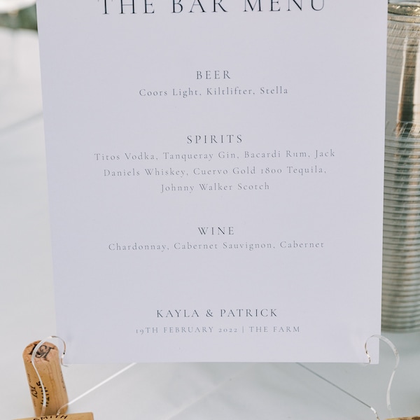 Simple Bar Menu Sign Template Templett Minimalist Bar Menu Sign Modern ...