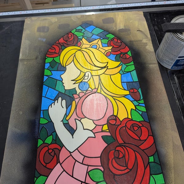 Princess Peach Stained Glass Window SVG PNG Color/black & White N64 - Etsy