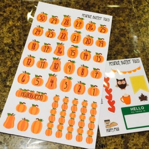 Pumpkin Date Covers Planner Stickers Halloween Countdown Stickers Date ...