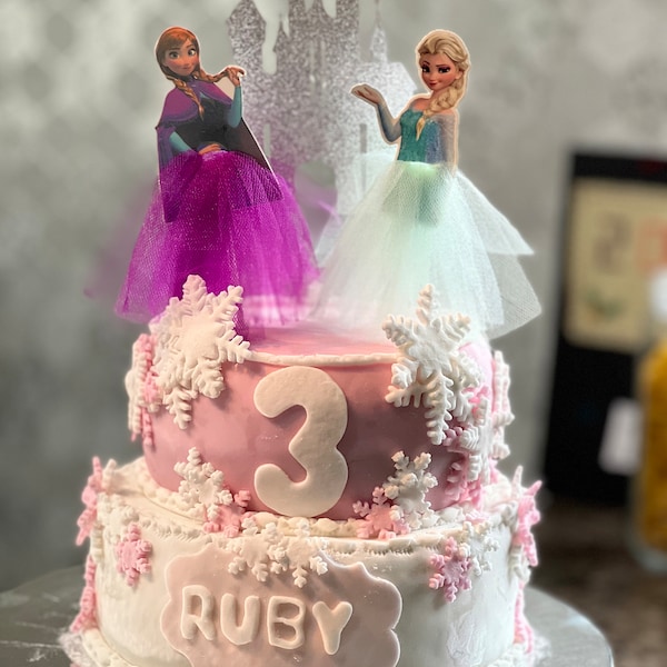 Frozen Cake Topper, Elsa Anna Cake Topper, Frozen Birthday Themed Cake ...