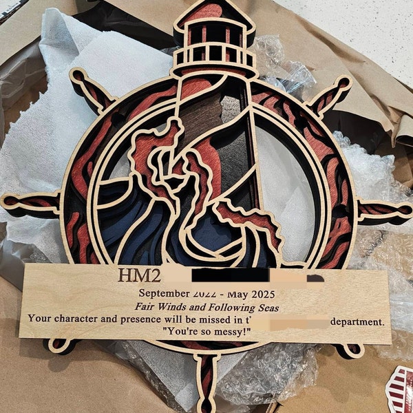 Custom Wood Lighthouse Plaque: Military Retirement Gift - Etsy