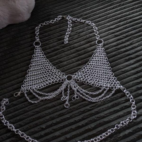 Chainmail Skirt, Chainmaille Shoulder Jewelry, Rave Outfit, Medieval ...