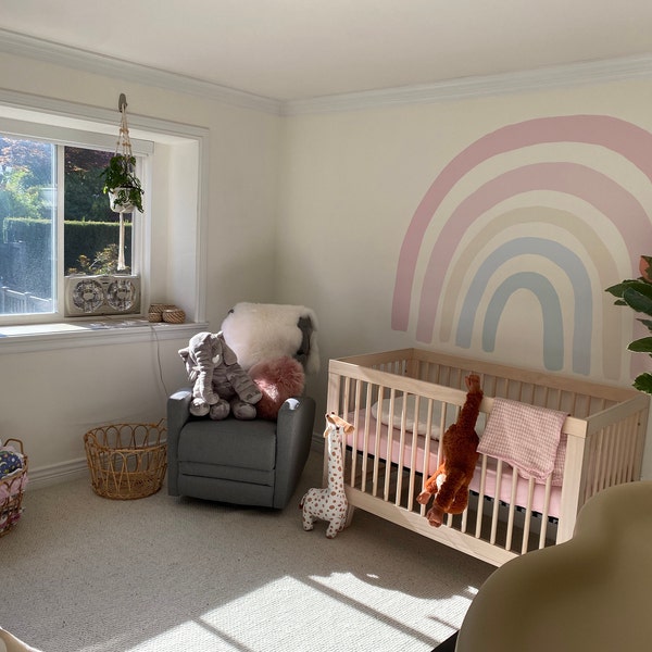 Large Muted Pastel Rainbow Removable Wall Decal / Pastel Rainbow ...