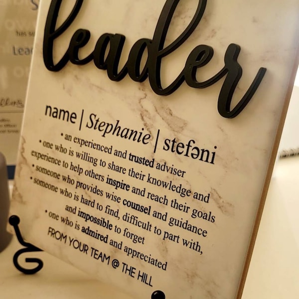 3D Marble Great Leader Definition Plaque With Stand, Thank You Mentor Sign, Boss Retirement ...