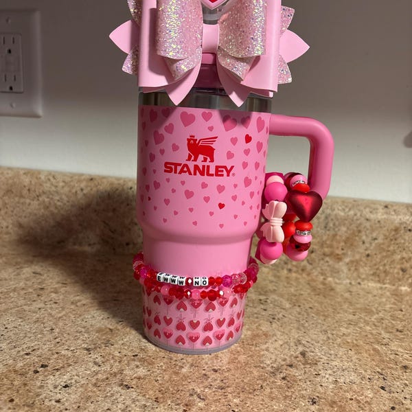 Stanley Tumbler Bow Straw Topper Pink Blue Black White Stanley Cup Bow ...