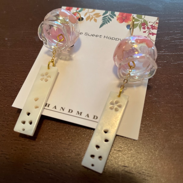 Japanese Wind Chime Furin Glass Sakura Cherry Blossom Flower With ...