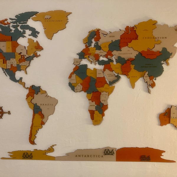 Map of the World 3D, Laser Cut File, SVG, EPS, DXF, Cdr, Pdf ...