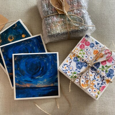 CERAMIC SQUARE HANDMADE Ceramic Tile Coaster Handmade Drink Coaster ...