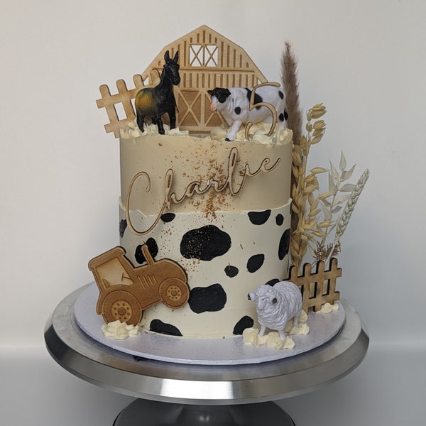Farm Cake Topper Set Farm Yard Farm Party Birthday Wooden Cake Topper ...