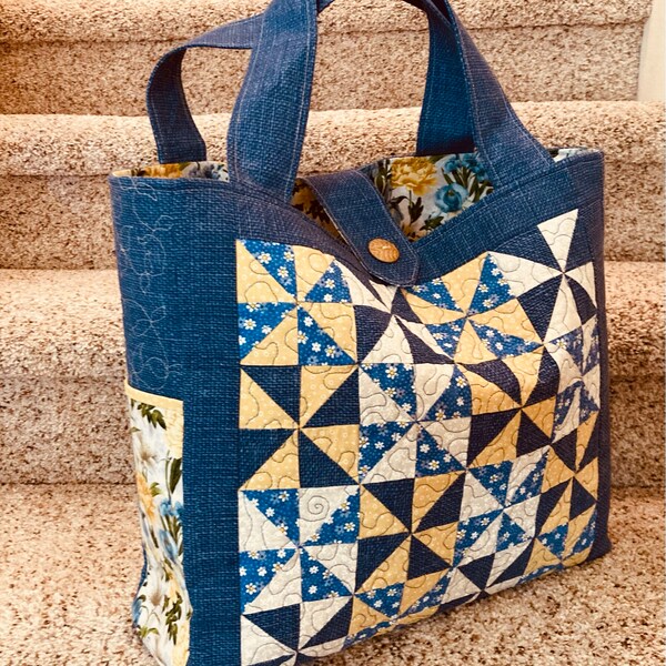 Pinwheel Patchwork Tote Bag Pattern: Scrappy Quilt Design (PDF Sewing ...