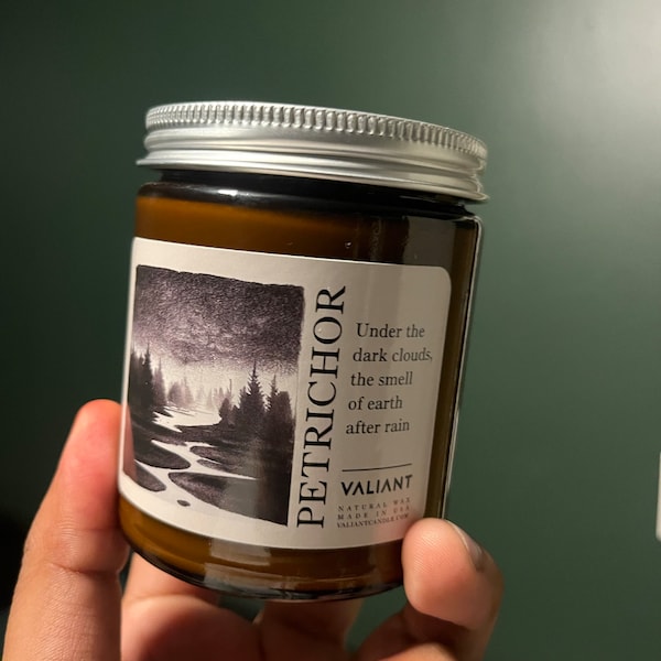 Petrichor | the Smell of Earth After Rain | Soy Wax Candle in Amber Jar ...