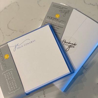 Personalized Note Card Set EXQUISITE SCRIPT MONOGRAM Women's Stationery ...