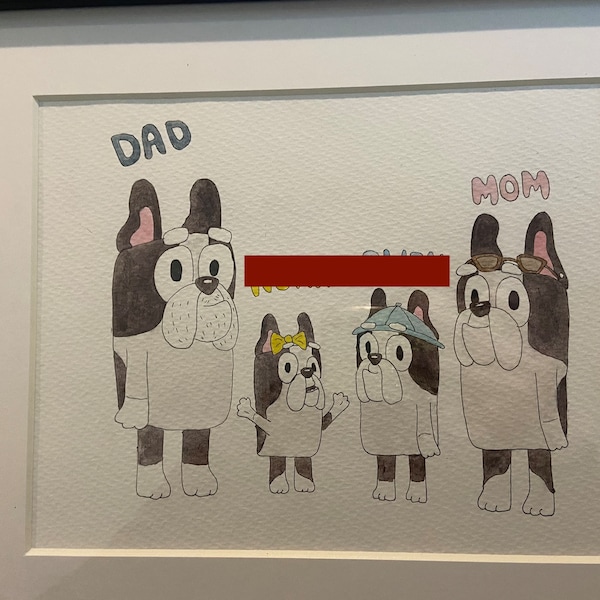 Watercolor BLUEY FAMILY Portrait Bluey Painting - Etsy
