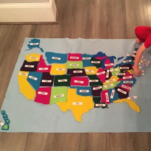 Montessori Kids Felt Map United States // Montessori USA Map Activity ...