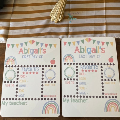 Preschool 1st Day of School, Rainbow First Day Reusable Sign, 1st Day ...