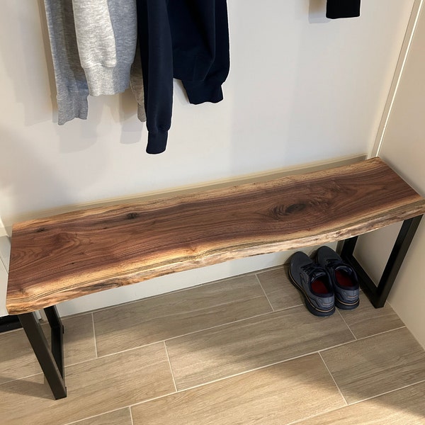 Modern Live Edge Bench / Entry Way Bench / Hand Made Solid Wood Bench ...
