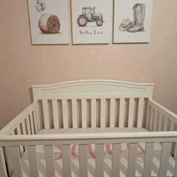 Cowgirl Nursery Wall Art Set, Country Western Farm Girl Baby Decor ...