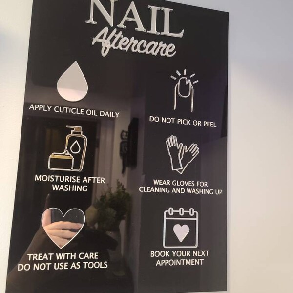 Acrylic Sign Nail | Aftercare Advice Sign | Salon Sign | Aesthetics ...
