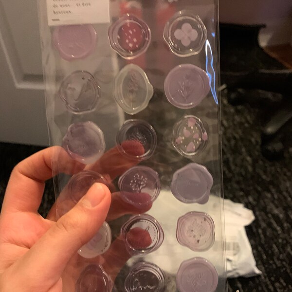 1 Sheet | Q-lia | Wax Style SEALING DEAR CLEAR Gel Stickers | Pink ...