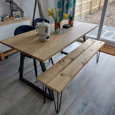 Modern Black Oak Dining Table - Etsy UK
