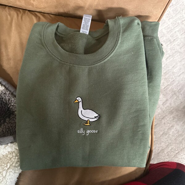 Embroidered Silly Goose Sweatshirt - Etsy