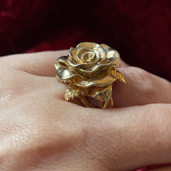 925 Sterling Silver Rose Ring, Rose Diamond Ring, Flower Pattern Ring ...