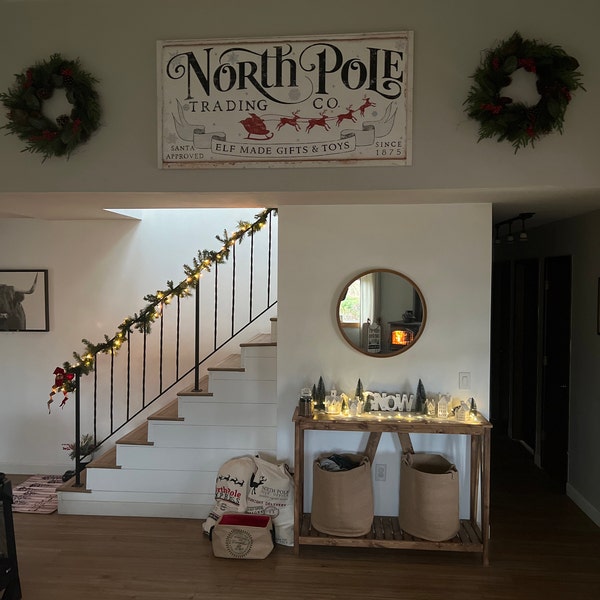 Rustic Christmas Sign North Pole Trading Company Sign Modern Farmhouse ...